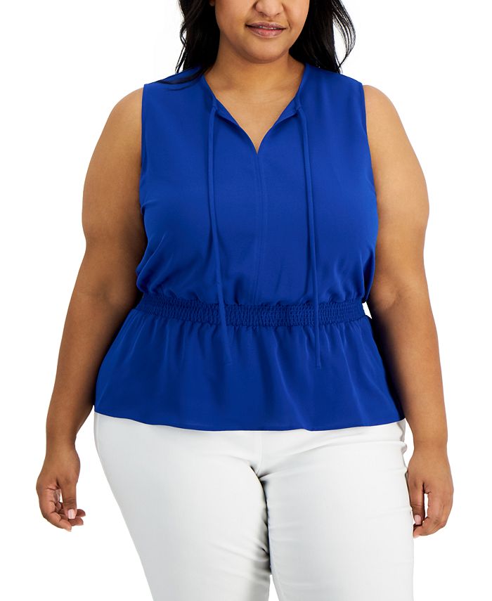 Alfani Plus Size Smocked Waist Top, Created for Macy's - Macy's