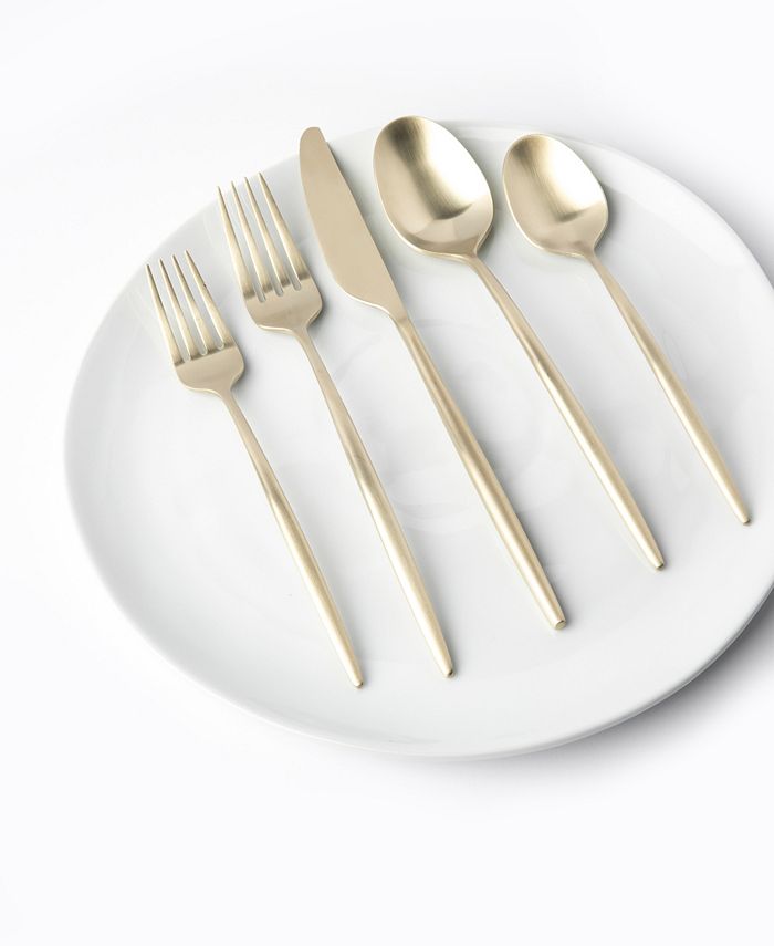 Cambridge Silversmiths Gaze Champagne Satin 20-Piece Flatware Set ...