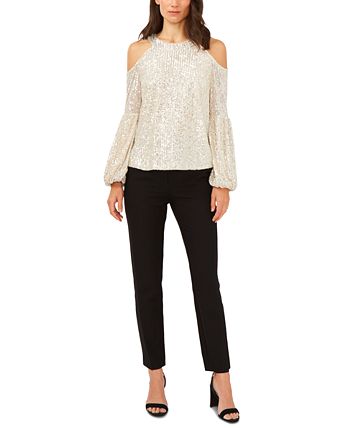 MSK One-Shoulder Sequined Top - Macy's