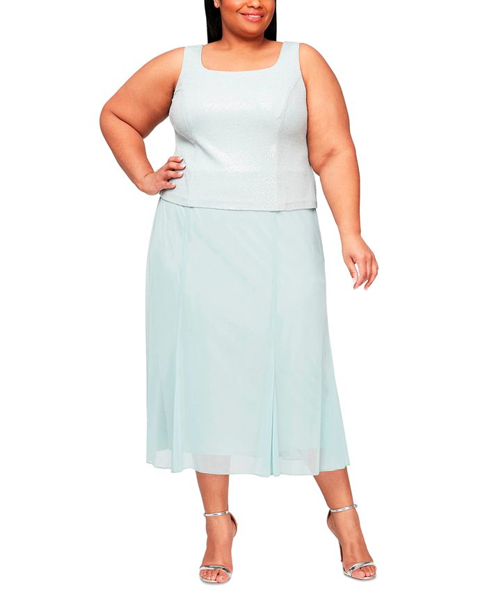 Alex Evenings Plus Size Metallic Mandarin-Collar Jacket & Dress - Macy's