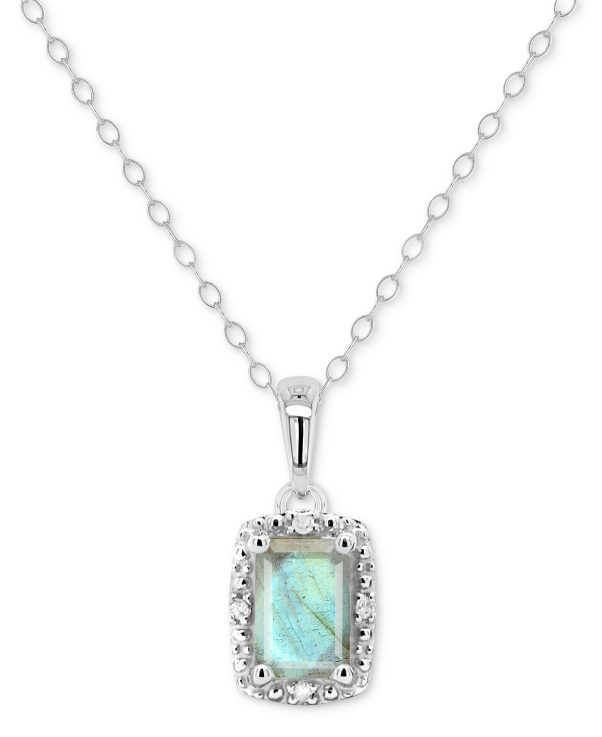 Click here for Labradorite & Diamond Accent Rectangle 18 Pendant... prices