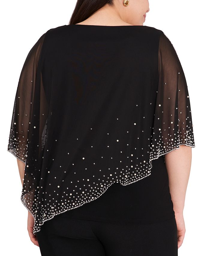 MSK Plus Size Beaded Overlay Top - Macy's