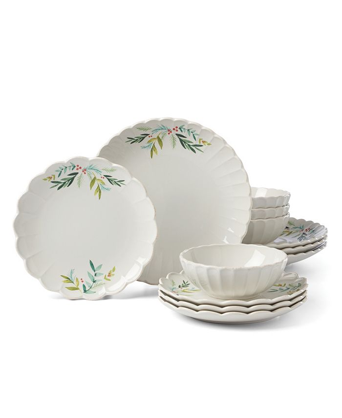 Lenox French Perle Berry Holly 12 Pc. Dinnerware Set, Service for 4 ...