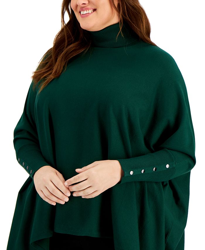 Alfani Plus Size Turtleneck Poncho Sweater, Created for Macy's - Macy's
