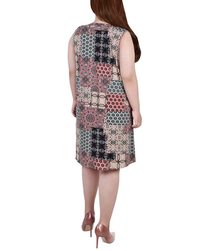 NY Collection Plus Size Sleeveless Keyhole Dress with Hardware - Macy's