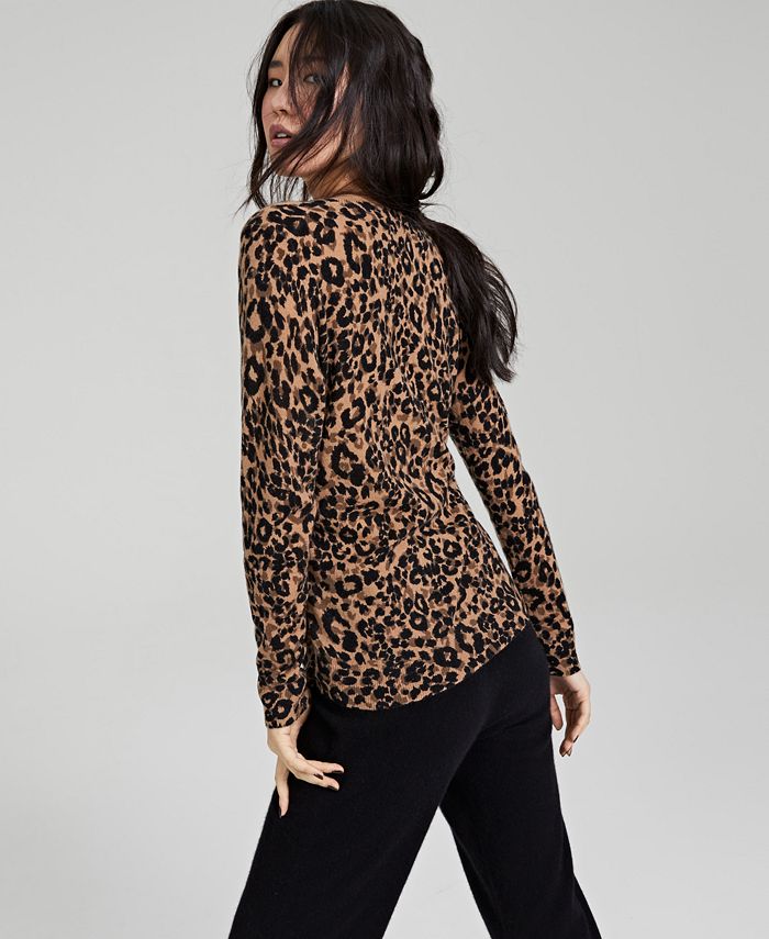 Charter Club Women's 100% Cashmere Cheetah Sweater, Created for Macy's ...