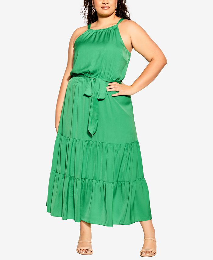 City Chic Trendy Plus Size Tiered Halter Maxi Dress Macys