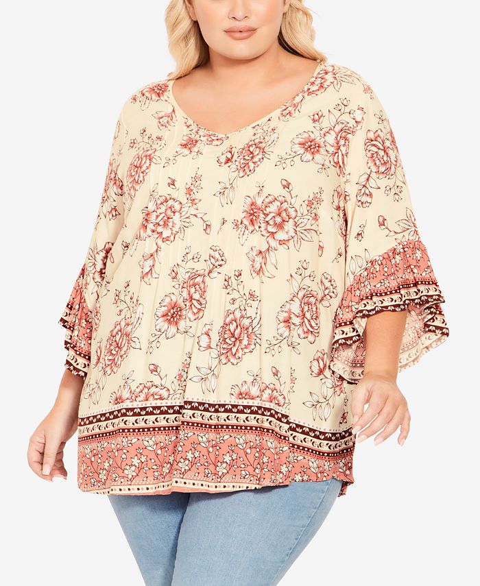 Avenue Plus Size Abby Pintuck Border Top - Macy's