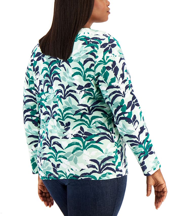Karen Scott Plus Size Printed Scoop-Neck Top, Created for Macy's ...
