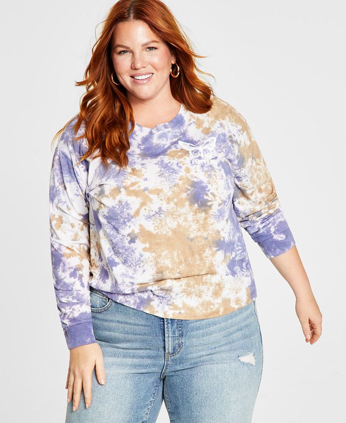 Rebellious One Trendy Plus Size Tie Dye Butterfly Graphic T Shirt Macys
