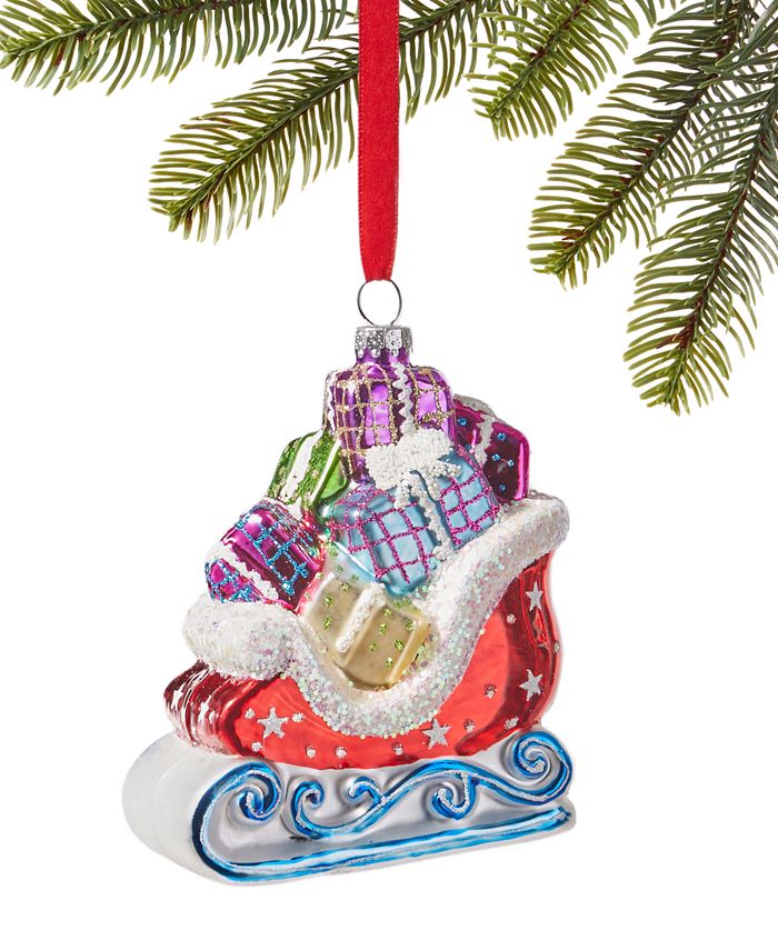 Holiday Lane Confetti Christmas Glass Sleigh with Gifts, Created for ...