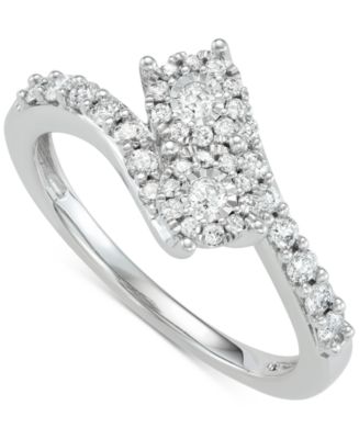 Macy's Diamond Two Souls Engagement Ring (1/2 ct. t.w.) in 14k White ...