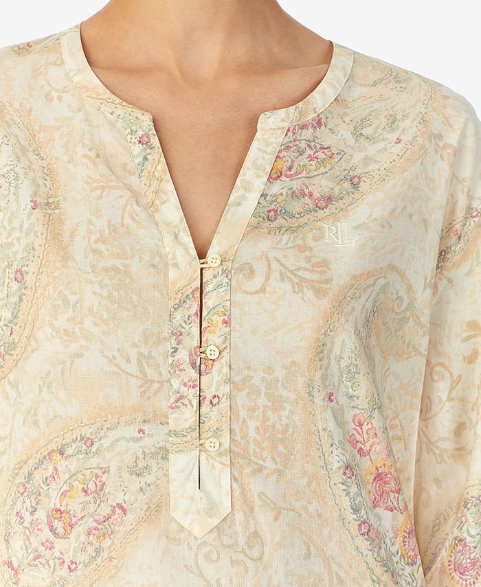 Lauren Ralph Lauren Women's Woven Split-Neck Caftan - Macy's