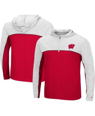 Men's Colosseum Red Wisconsin Badgers Flick Quarter-Zip Hoodie ...