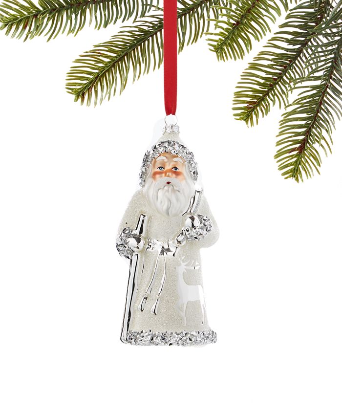 Holiday Lane Silver Bells Glass Embellished Santa Ornament, Created for ...