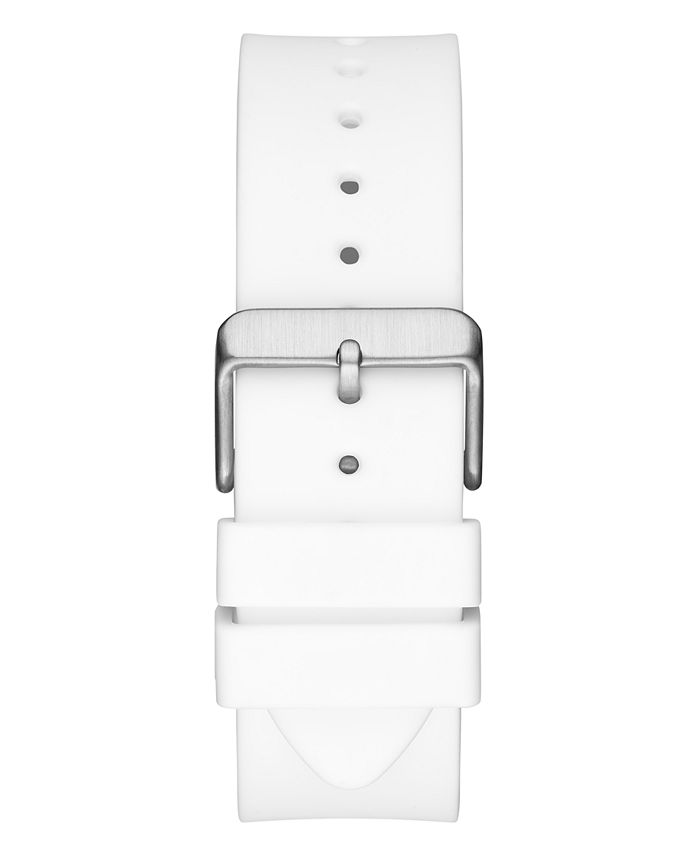GUESS Men's Multi-Function White Silicone Strap Watch 43mm - Macy's