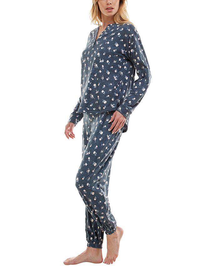 Roudelain Women's Cozy Luxe Floral Henley Pajama Set - Macy's