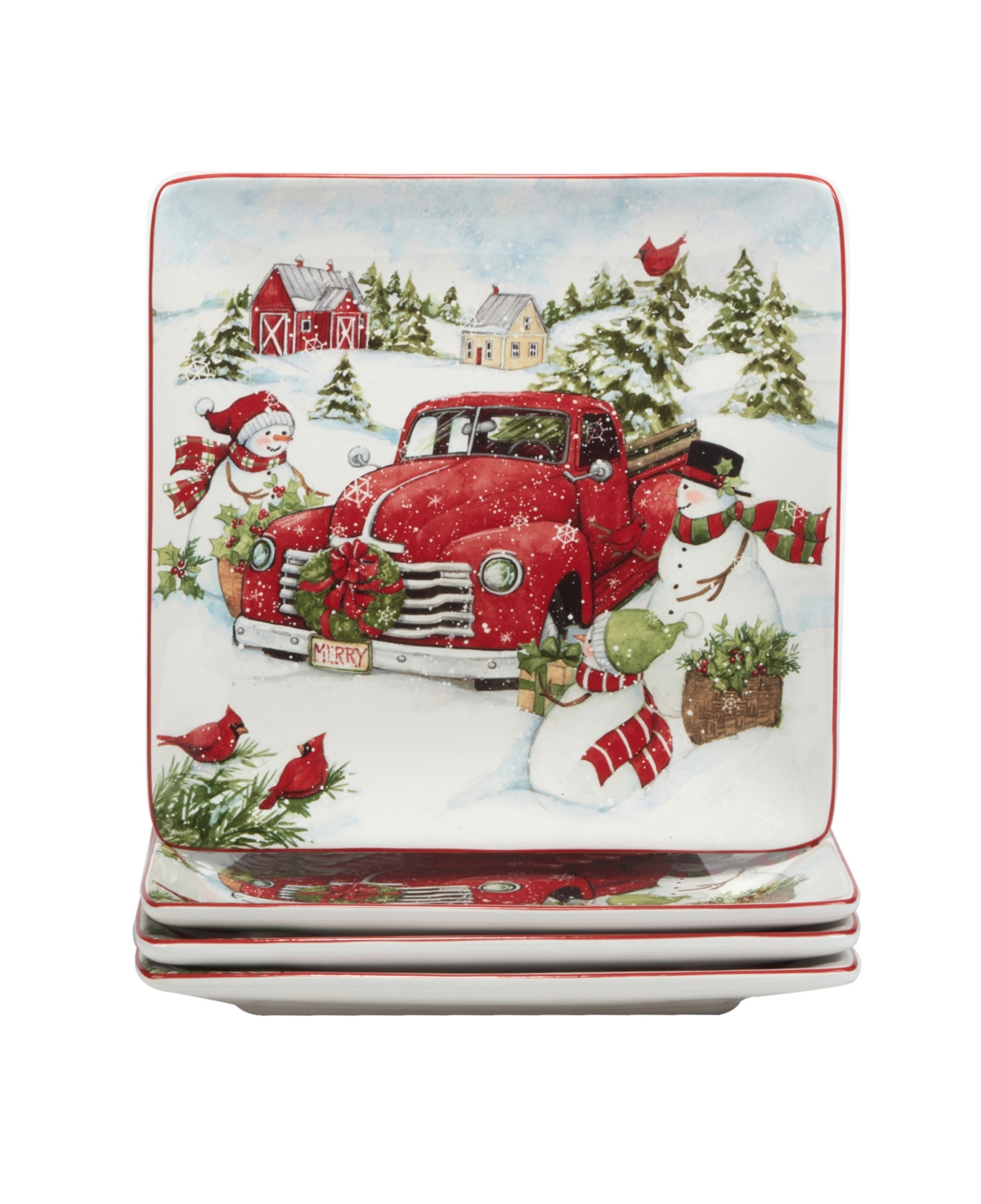 Click here for Certified International Red Truck Snowman 4 Piece... prices
