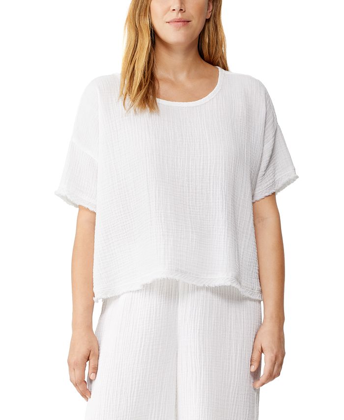 Eileen Fisher Women's Organic Cotton Ballet-Neck Top - Macy's
