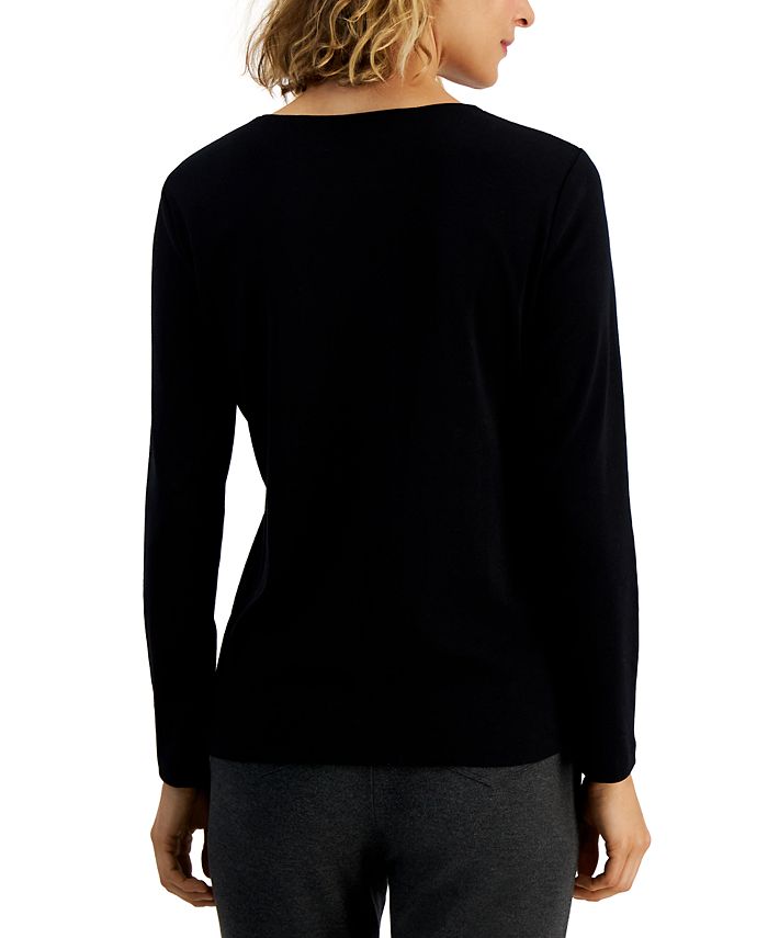 Karen Scott Petite Embellished Stocking-Graphic T-Shirt, Created for ...