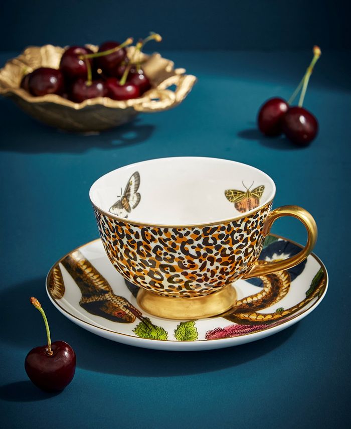 Spode Creatures of Curiosity Leopard and Snake Coupe Teacup and Saucer ...