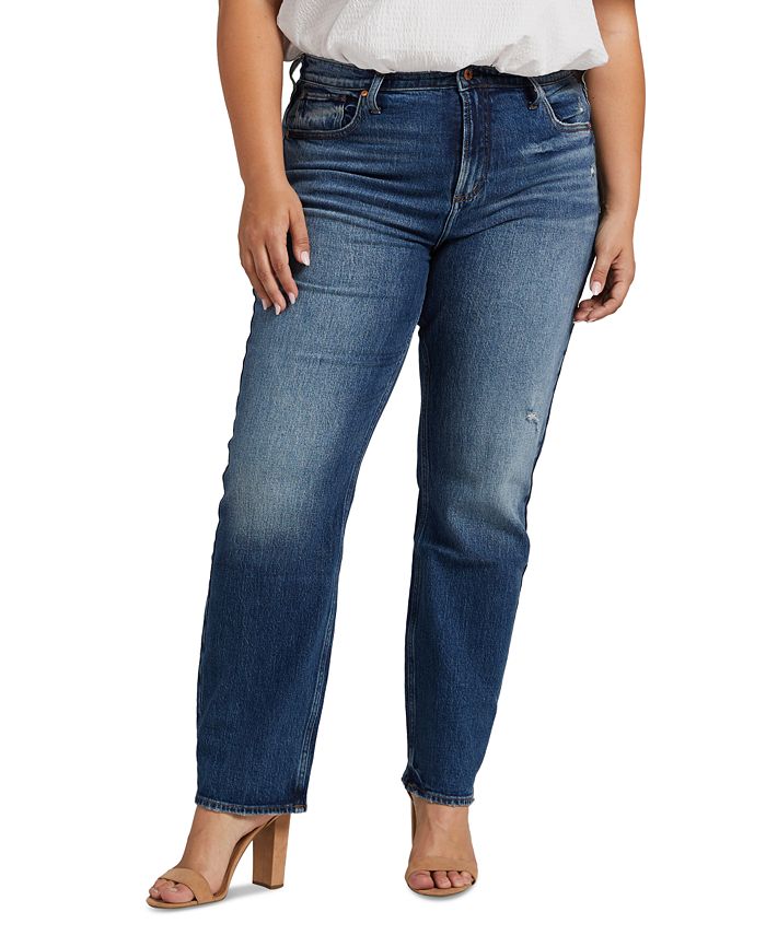 Silver Jeans Co. Plus Size Frisco High Rise Straight-Leg Jeans - Macy's