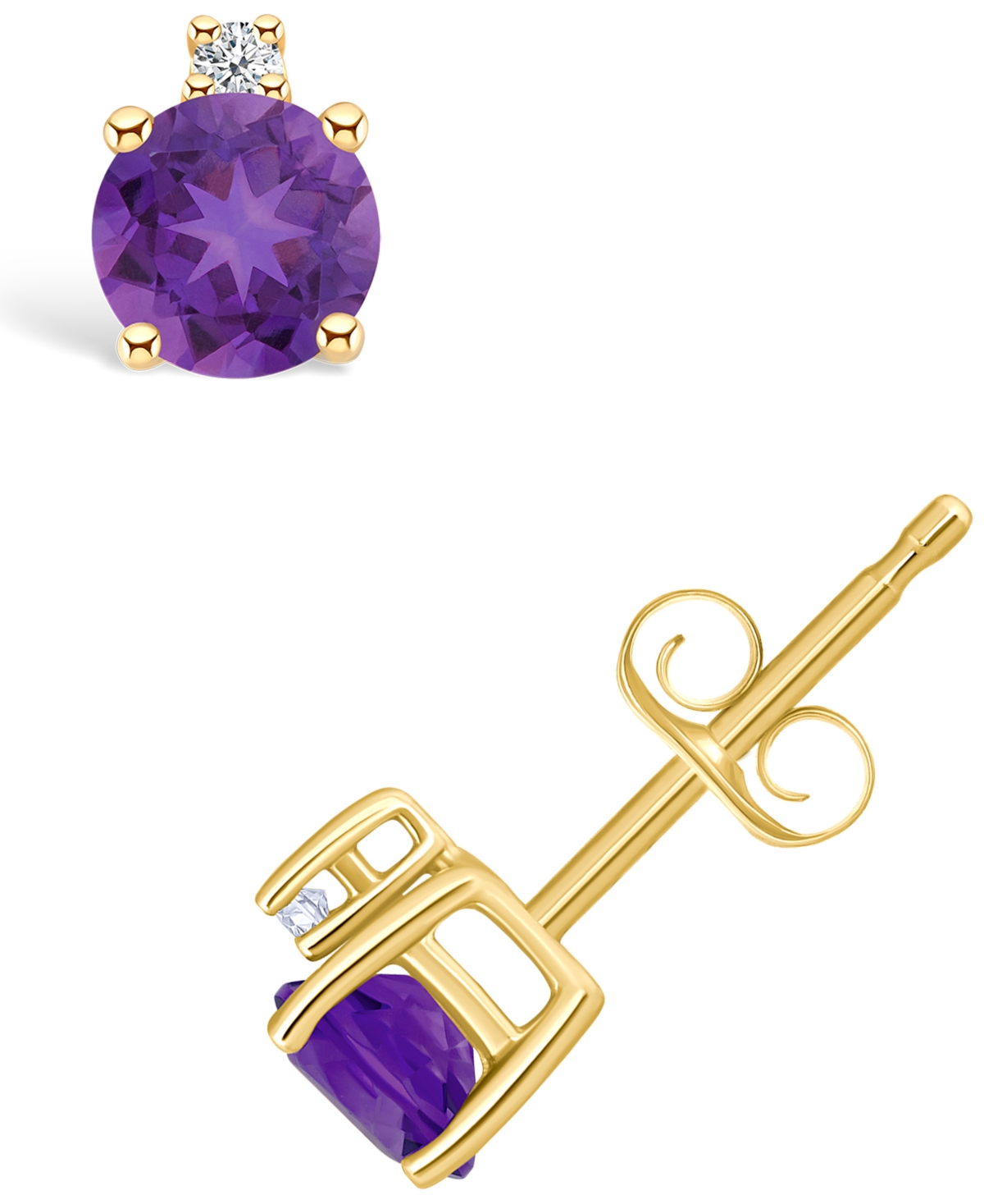Click here for Amethyst (1/2 ct. t.w.) and Diamond Accent Stud Ea... prices