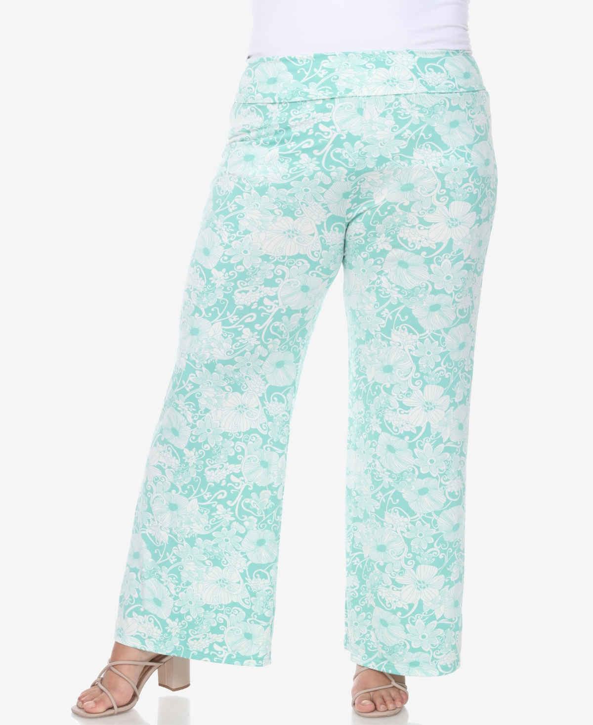 Click here for White Mark Plus Size Floral Paisley Palazzo Pants... prices