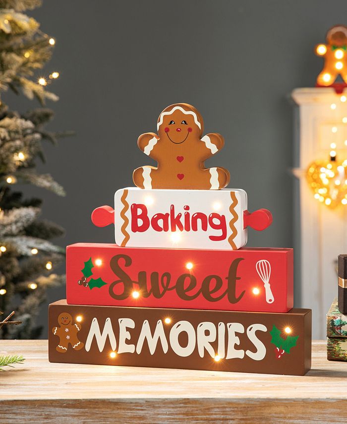 Glitzhome 12" Lighted Wooden Christmas Gingerbread Man Table Decor - Macy's