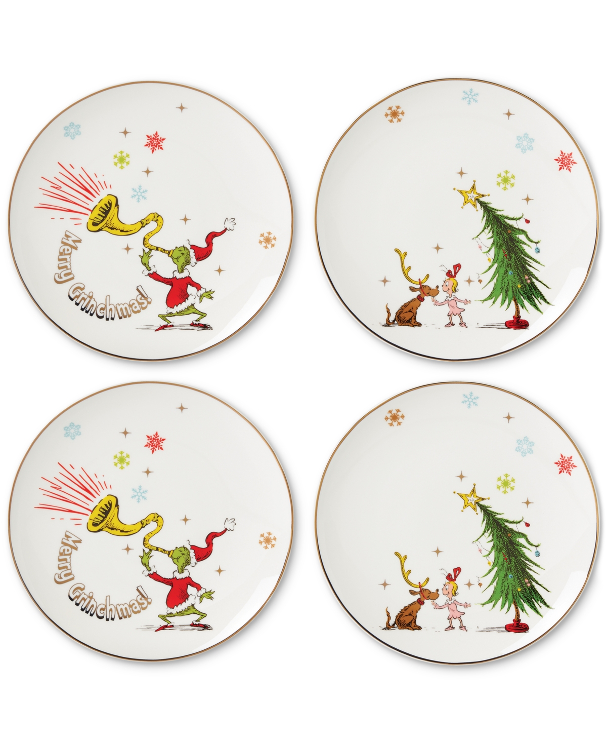 Click here for Lenox Merry Grinchmas Accent Plates  Set of 4 - Gr... prices