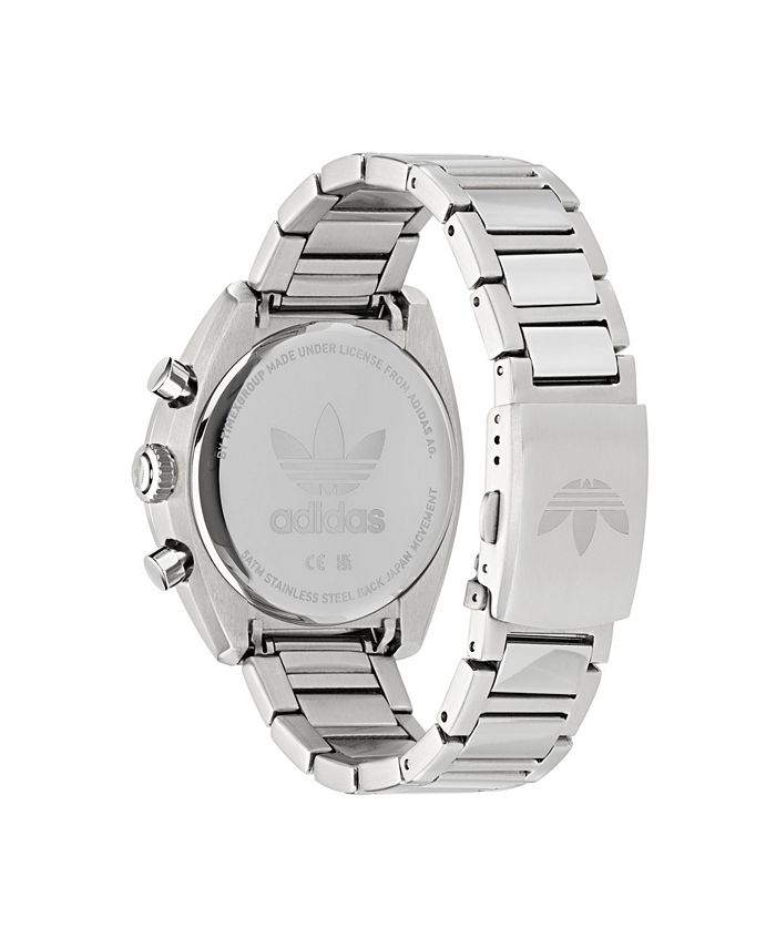 adidas Unisex Three Hand Edition One Chrono Silver-Tone Stainless Steel ...