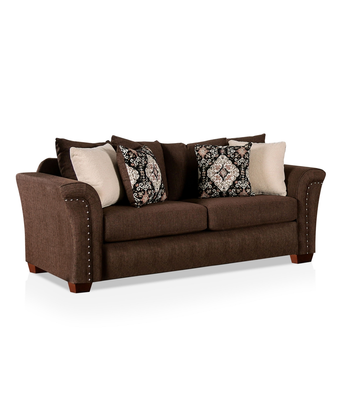 Click here for Varney Upholstered Sofa - Chocolate  Tan prices