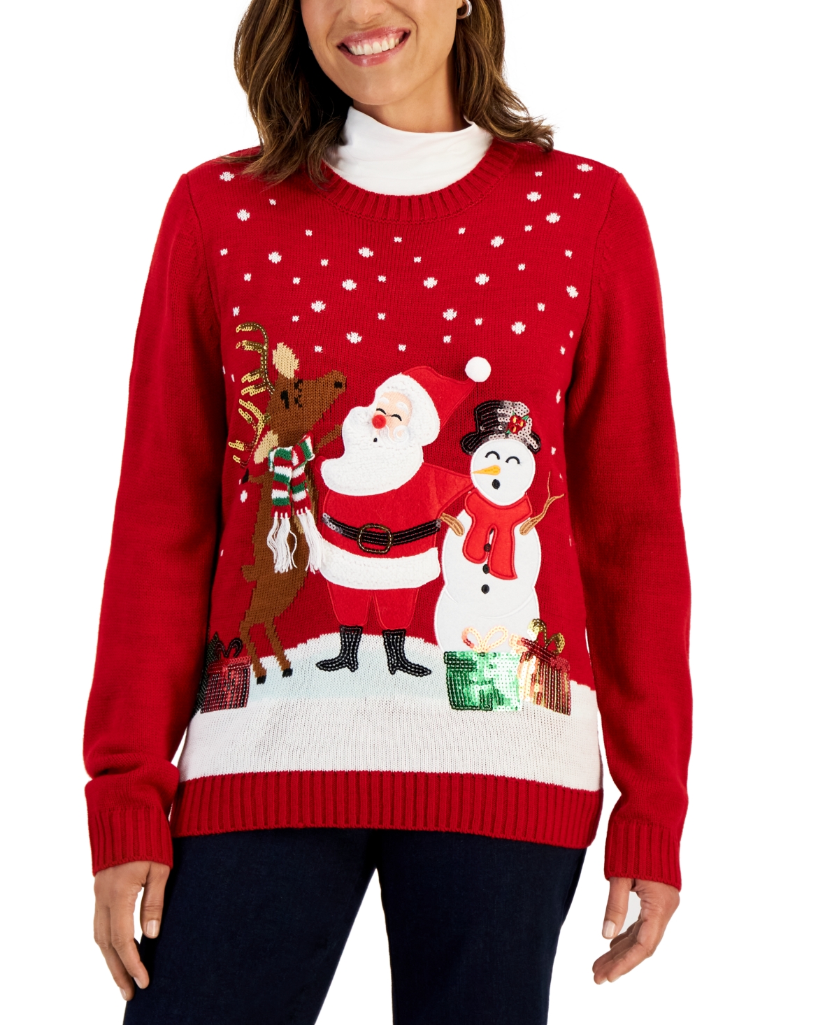Karen Scott Women's Holiday Sweater, Created For Macy's In New Red ...
