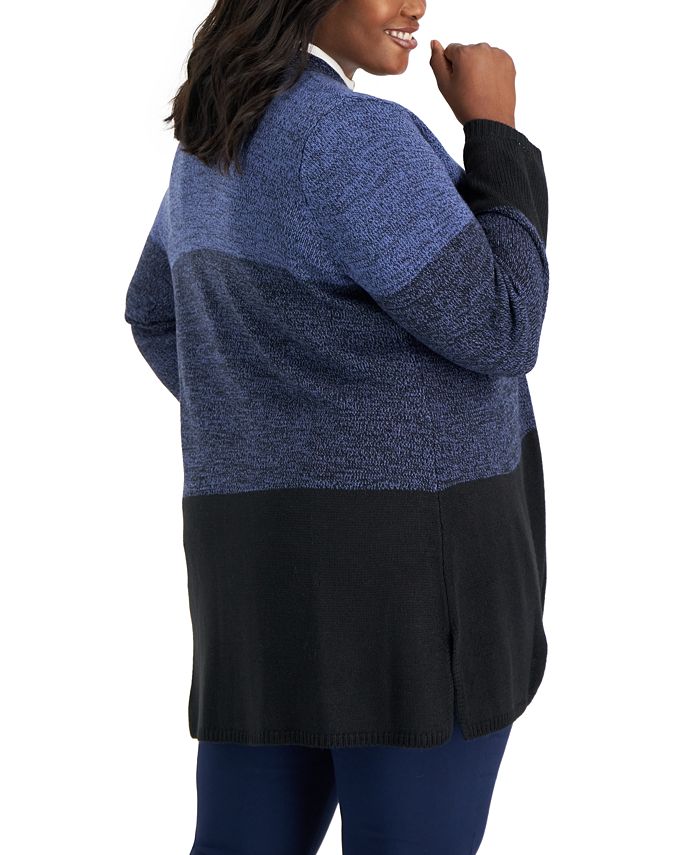 Karen Scott Plus Size Turbo Colorblocked Cardigan, Created for Macy's ...