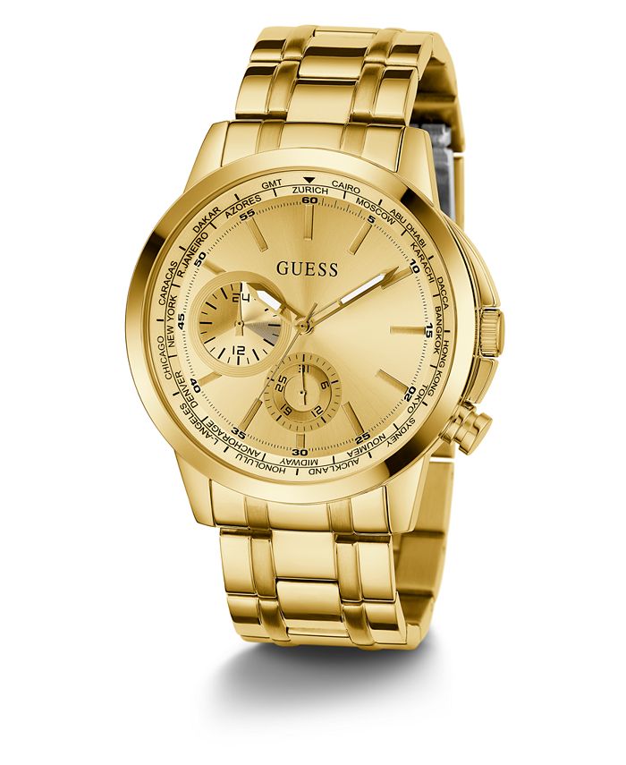 GUESS Men's Gold-tone Stainless Steel Bracelet Watch 44mm - Macy's