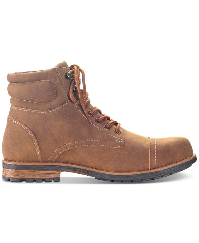 Sun + Stone Men's Baker Faux-Leather Lace-Up Boots, Created for Macy's ...