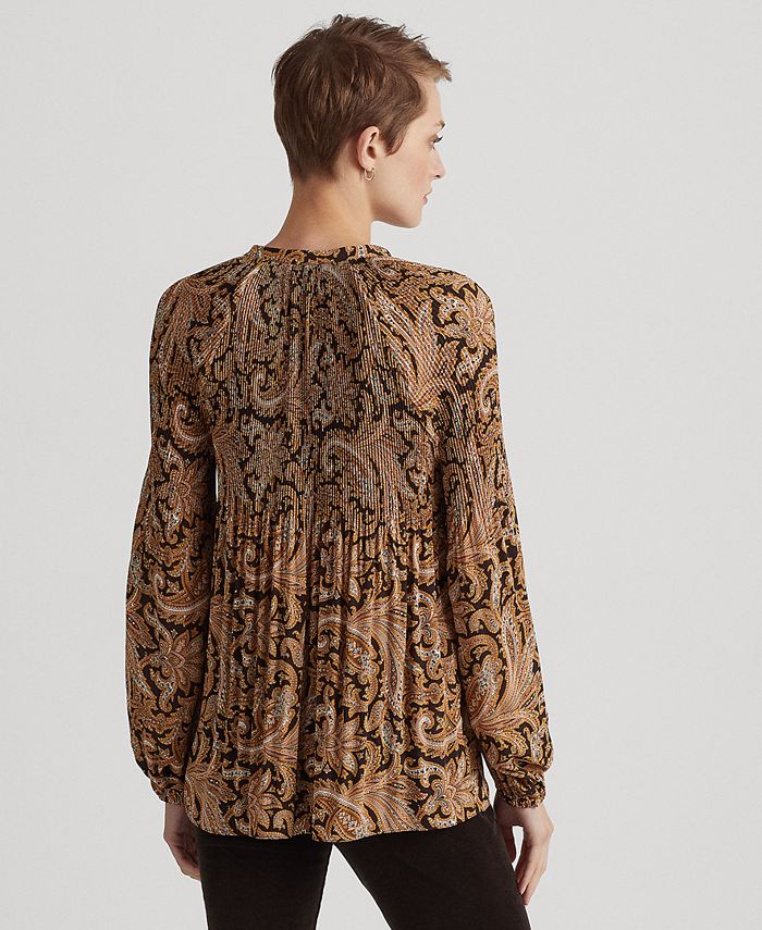 Lauren Ralph Lauren Paisley Pleated Georgette Blouse - Macy's