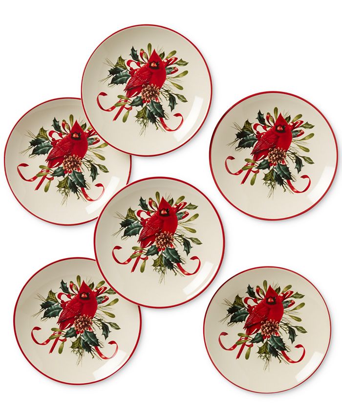Lenox Winter Greetings Cardinal Party Plates, Set of 6 - Macy's