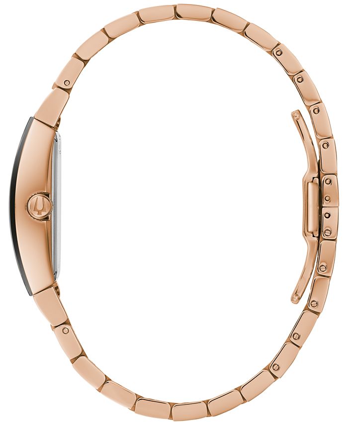 Bulova Women's Modern Gemini Diamond Accent Rose Gold-Tone Stainless ...
