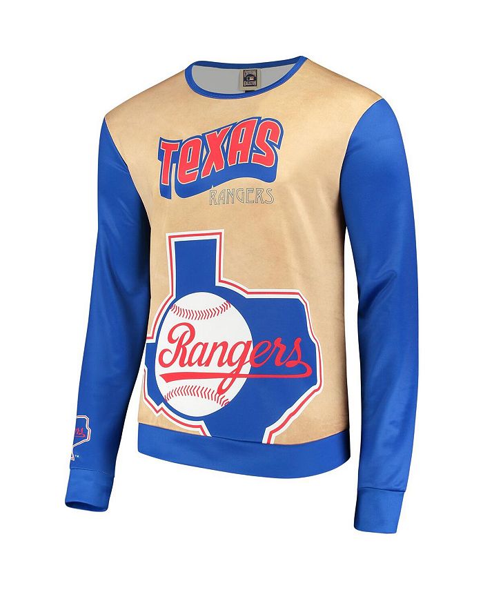 FOCO Men's Tan, Royal Texas Rangers Sublimated Crew Neck Sweater - Macy's