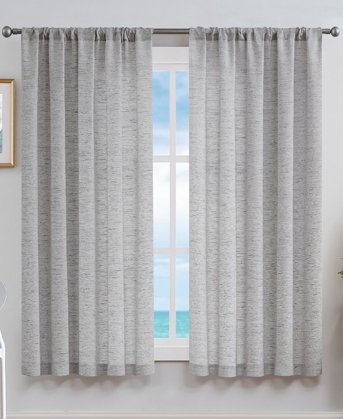 Nautica 2 Piece Caspian Light Filtering Textured Rod Pocket Window ...