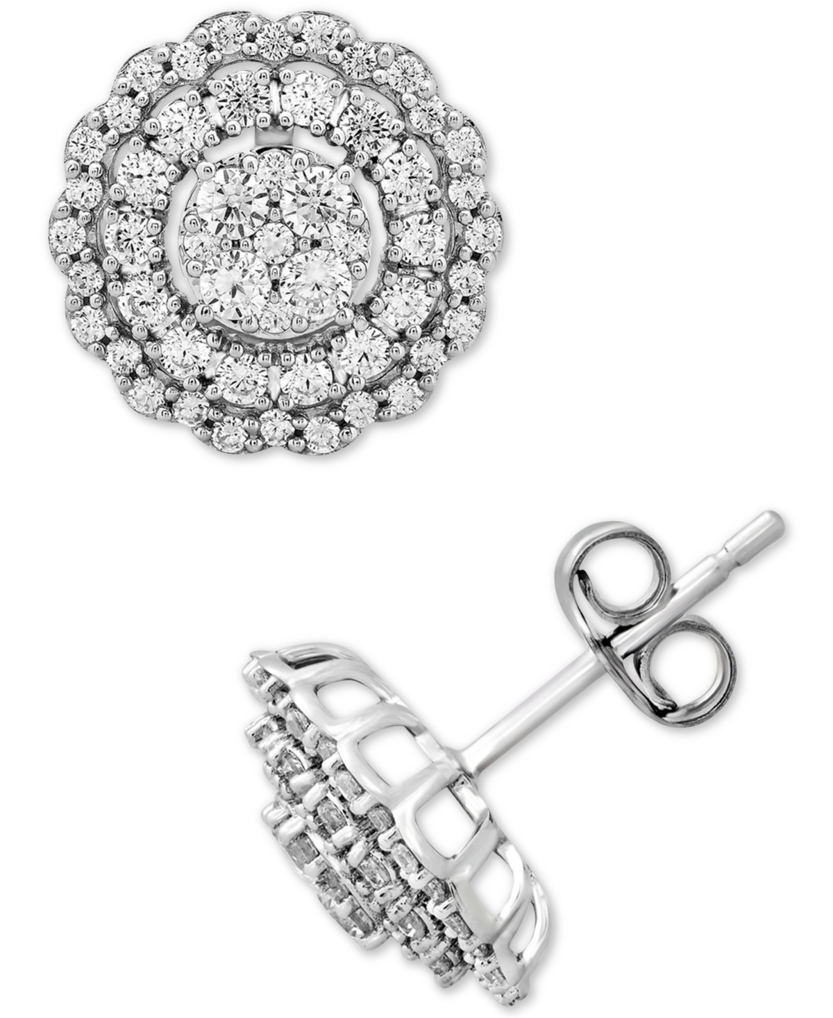 Click here for Diamond Halo Cluster Stud Earrings (1 ct. t.w.) in... prices