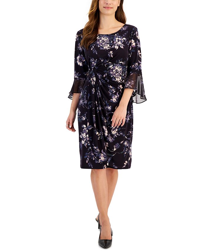 Connected Petite Printed Side-Tab Dress - Macy's