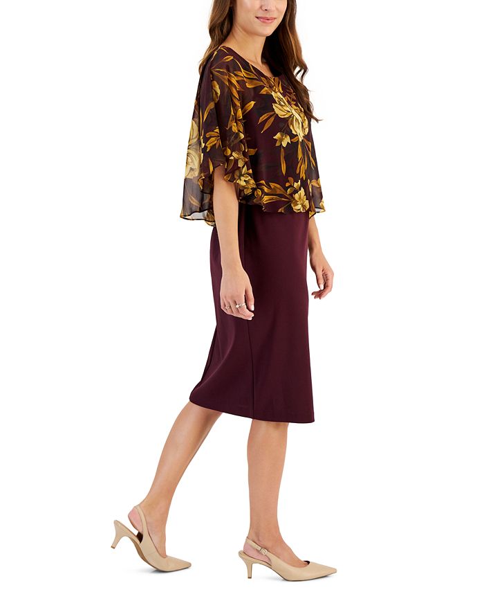Connected Petite Printed-Popover Sheath Dress - Macy's