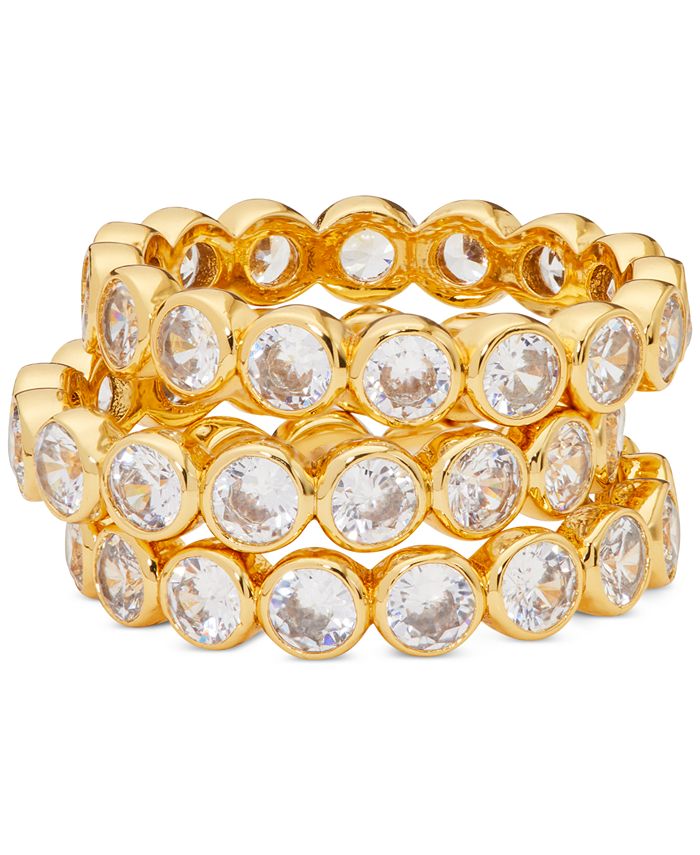 kate spade new york Gold-Tone 3-Pc. Set Pavé Stack Rings - Macy's