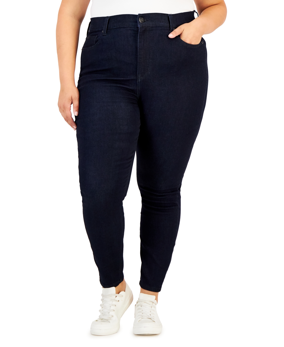 Celebrity Pink Trendy Plus Size High Rise Skinny Ankle Jeans - Indigo Rinse