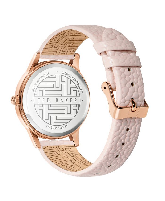 Ted Baker Women's Fitzrovia Charm Pink Leather Strap Watch 34mm - Macy's