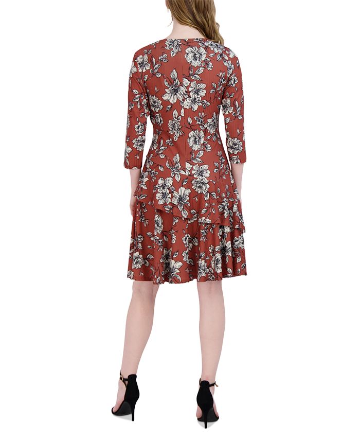 Robbie Bee Women's Printed Tiered-Ruffle Dress - Macy's
