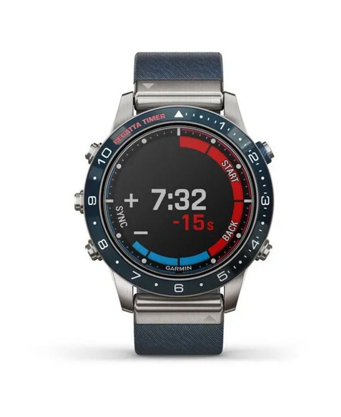 Garmin Unisex Marq Captain Blue Nylon Strap Smart Watch 46mm - Macy's