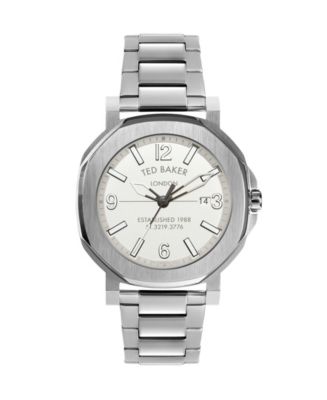 Ted Baker Men's Actonn Silver-Tone Stainless Steel Bracelet Watch 44mm ...